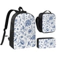 Blue Floral Bird Backpack Set 3pc Including Backpack, Lunch Bag and Pen ...
