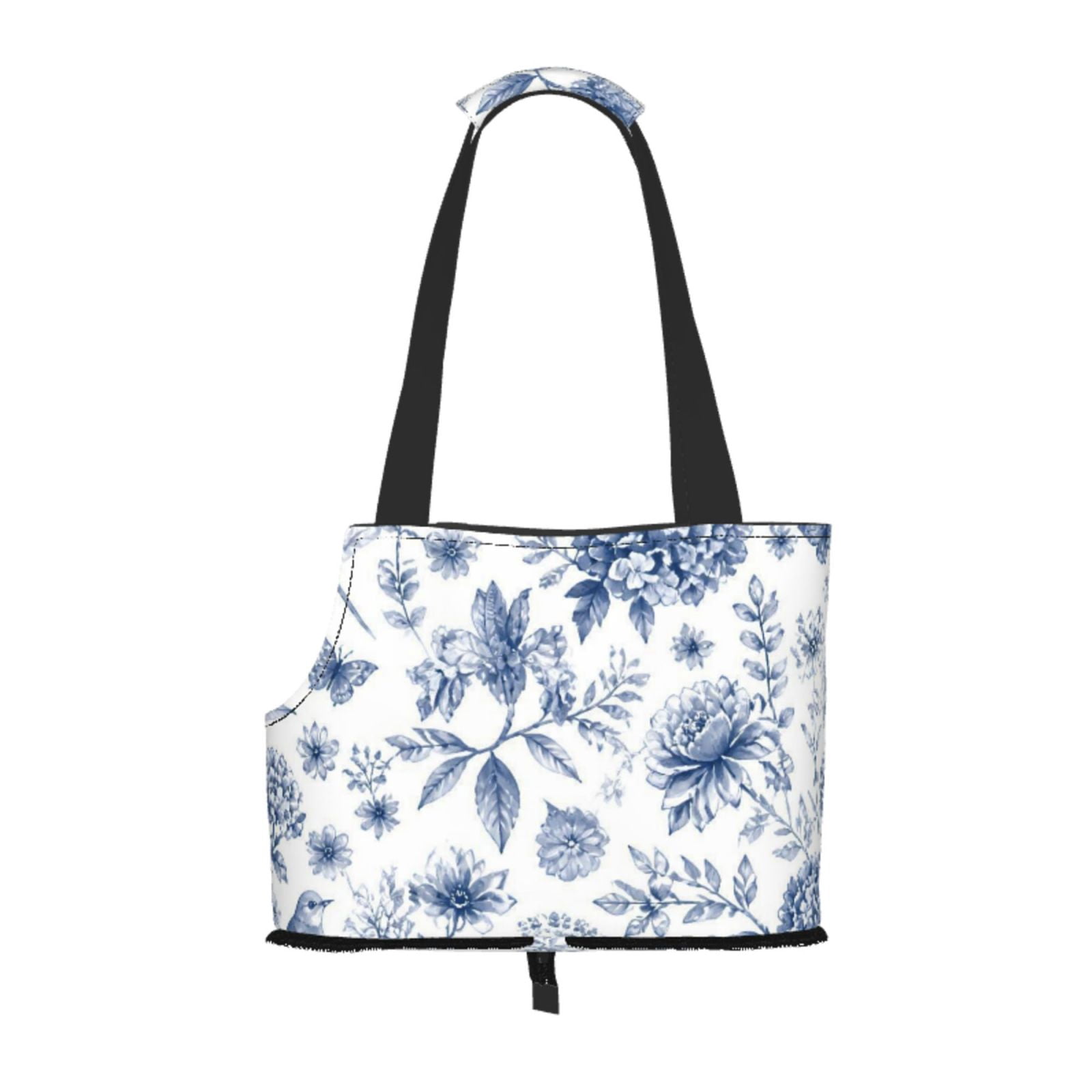 Blue Floral Bird Pet Tote Bag Lightweight Shoulder Bag for Shopping and ...