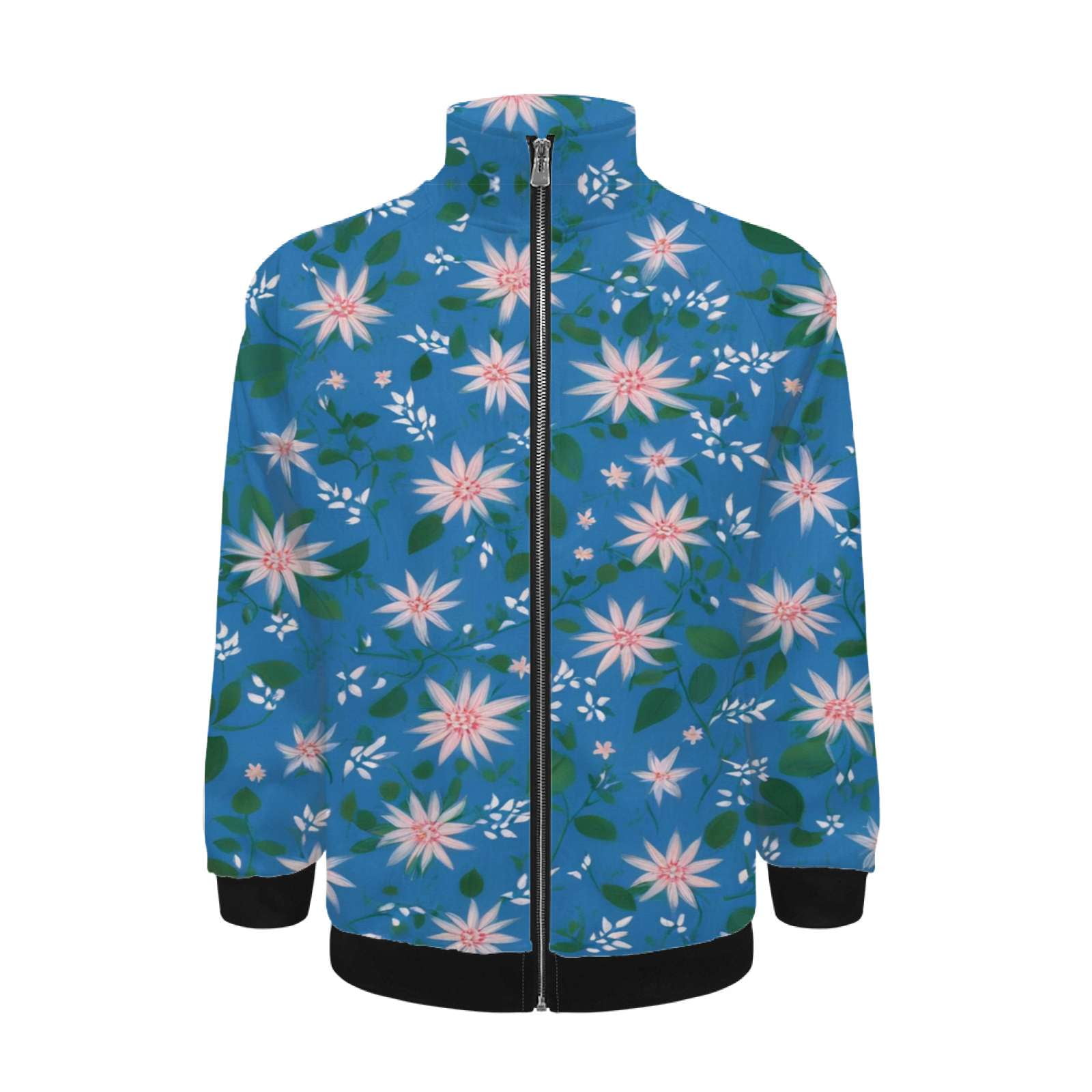 Blue Floral Bird Print Jacket Men's Street Cool Long Sleeves Coat ...