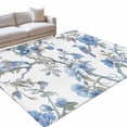Blue Floral Birds Washable Rug 5x7 Area Rug for Living Room Bedroom Non ...