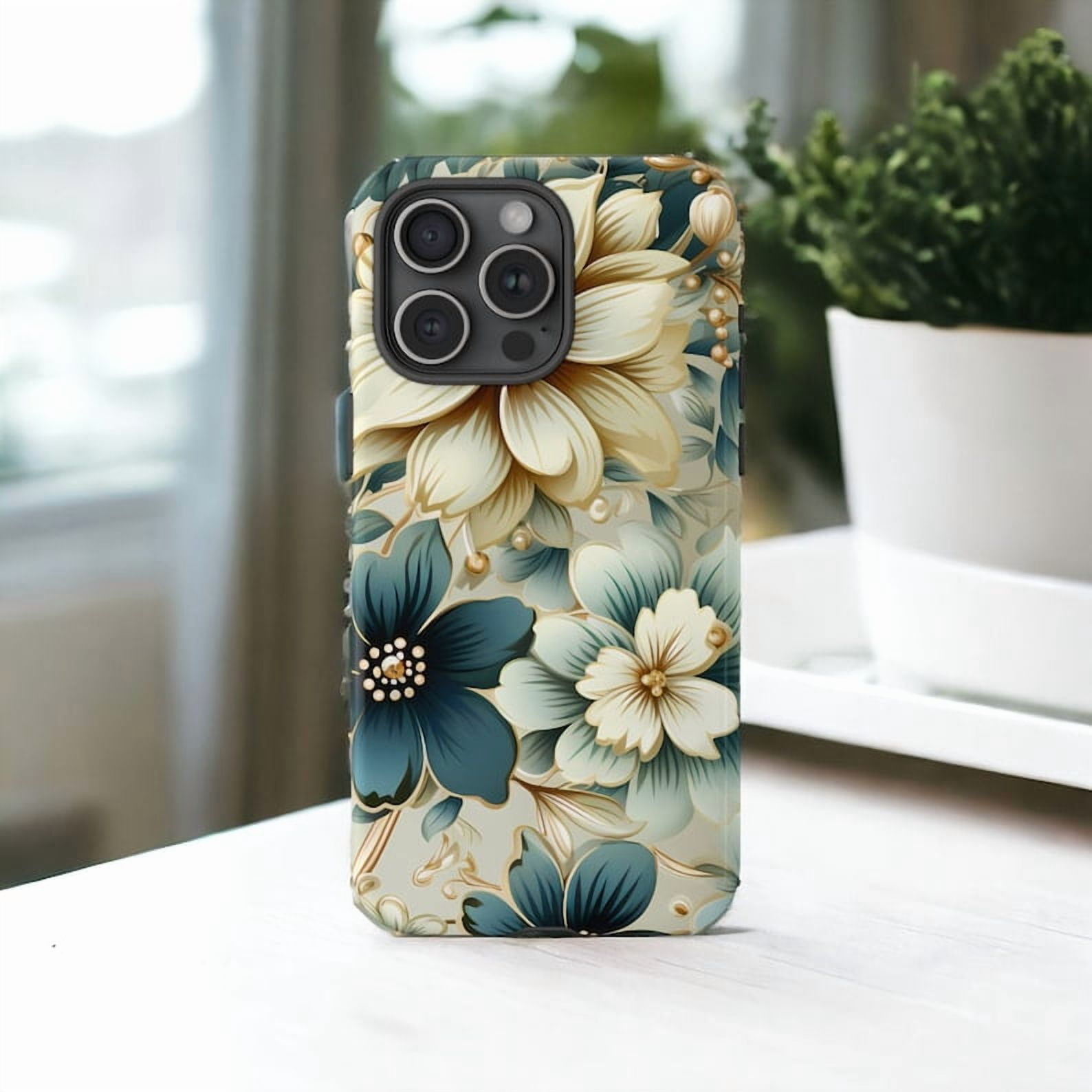 Blue Floral Blossoms Phone Case for iPhone 11 12 13 14 15 16 Pro Max ...