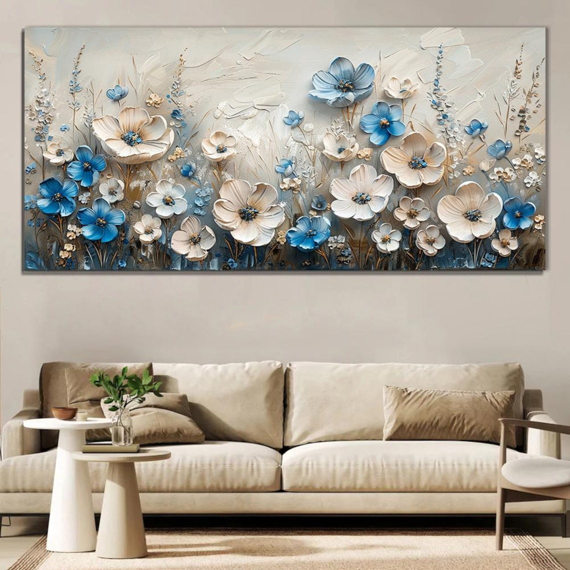 Blue Floral Botanical Wall Art Poster Unframed Paper Print - Walmart.com