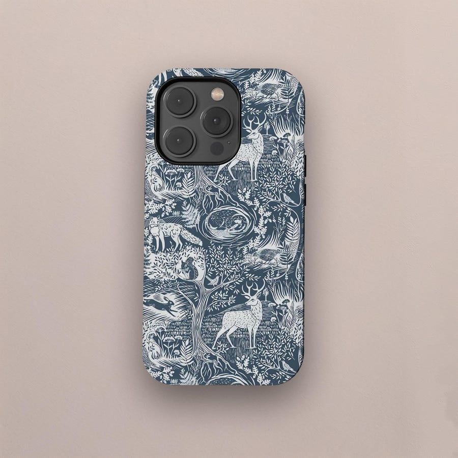 Blue Floral Botanical Wild Animal Lover Phone Case with iPhone 17 to 11 ...
