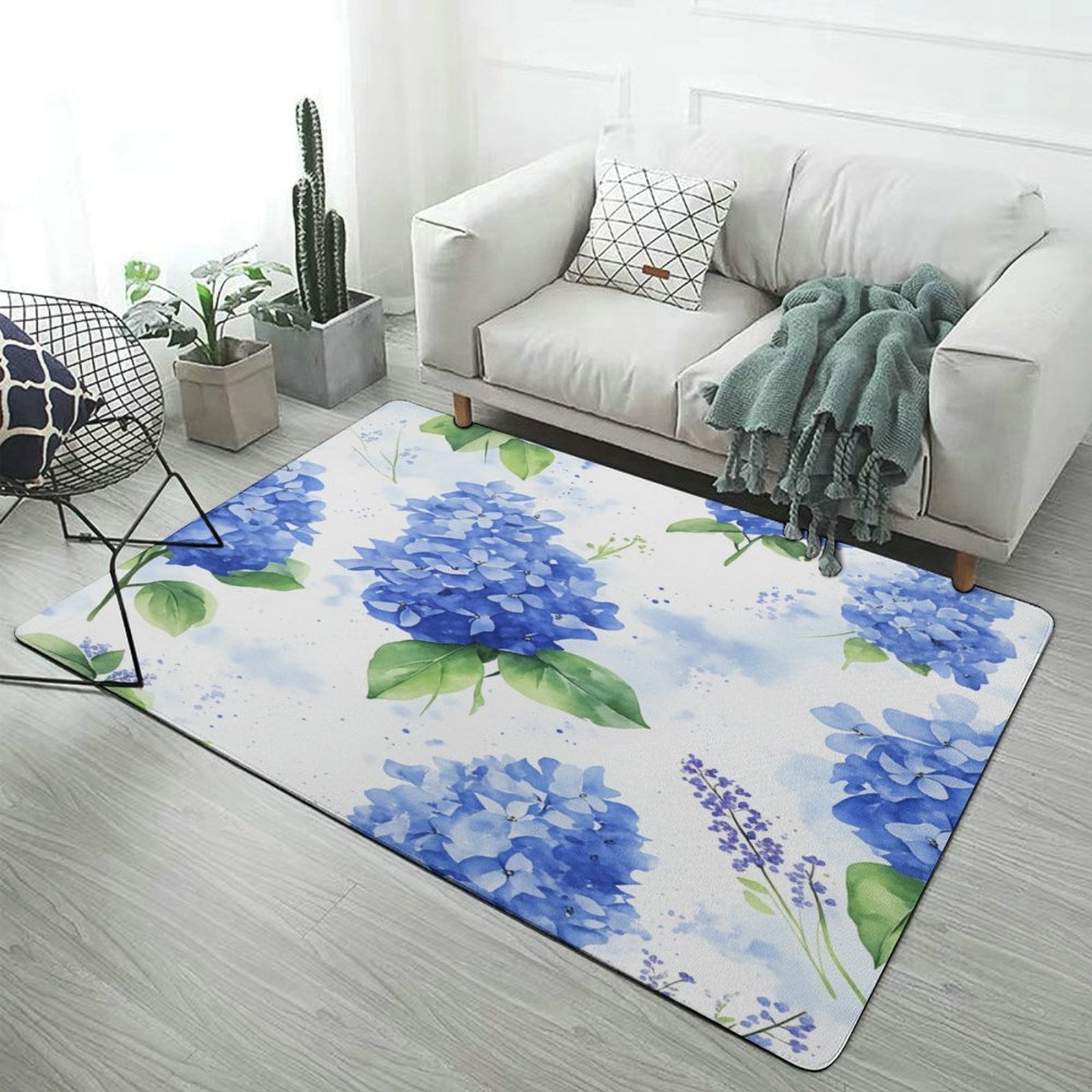 Blue Floral Bouquet Pattern-1 Carpet Soft Comfy Rug for Home Living ...