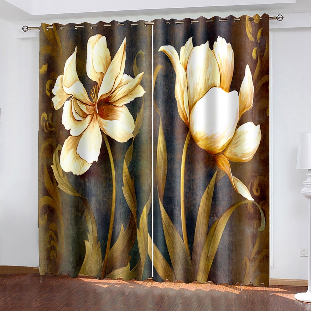 Blue Floral Butterfly Curtains Elegant Tender Blue Window Set of 2 ...
