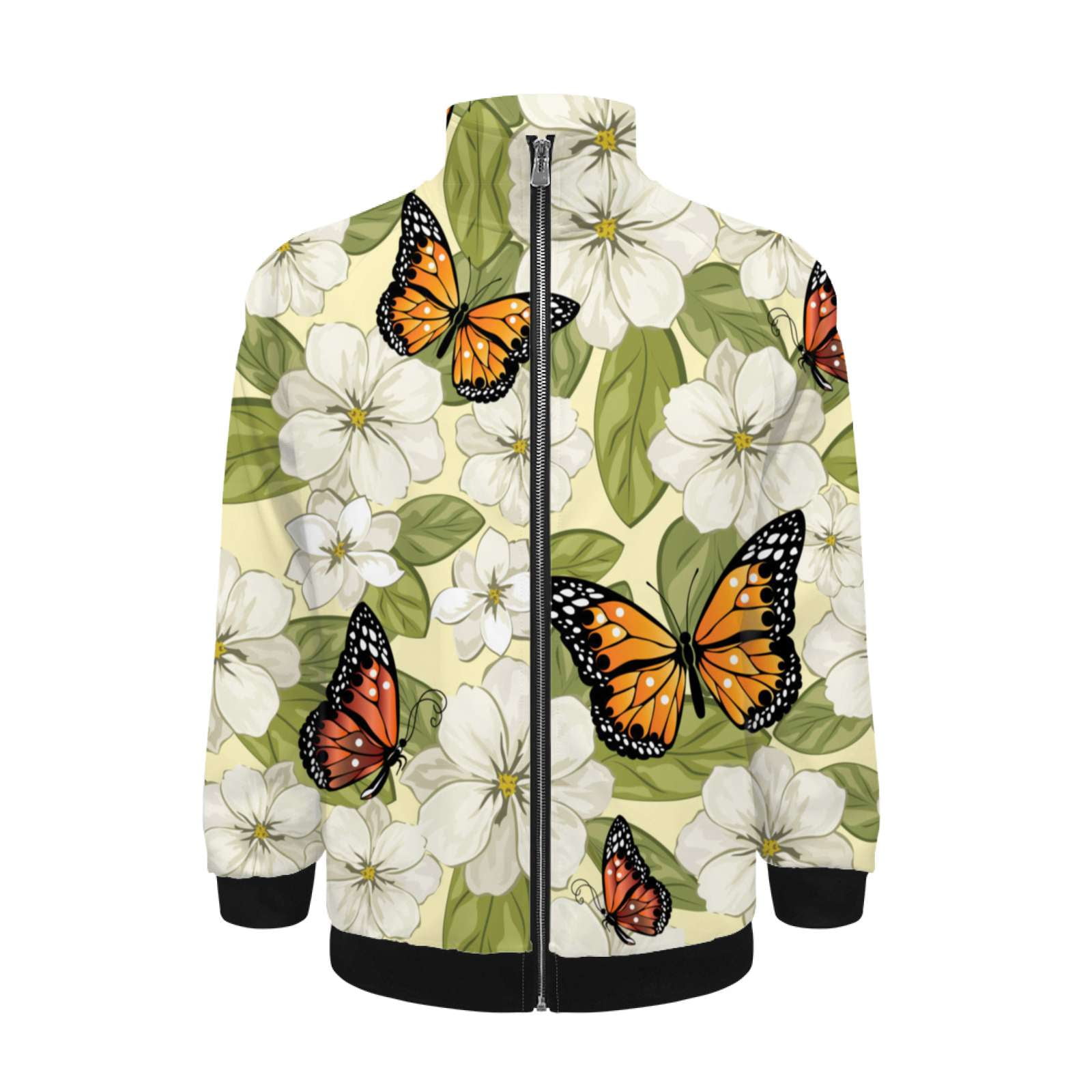 Blue Floral Butterfly Jacket Men's Street Cool Long Sleeves Coat ...