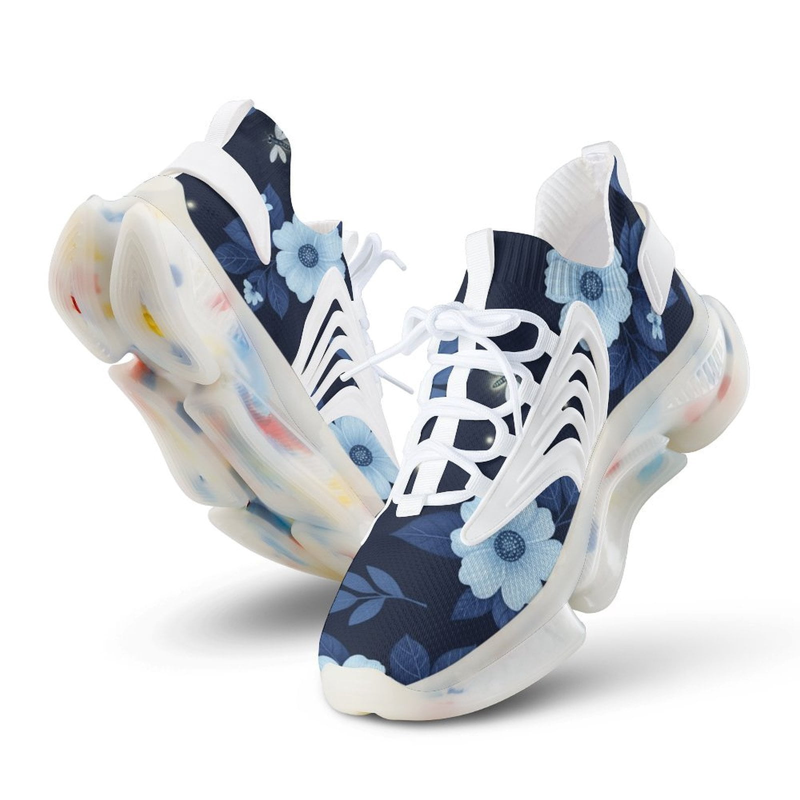 Blue Floral Butterfly Print Walking Shoes for Men Woman Lightweight ...