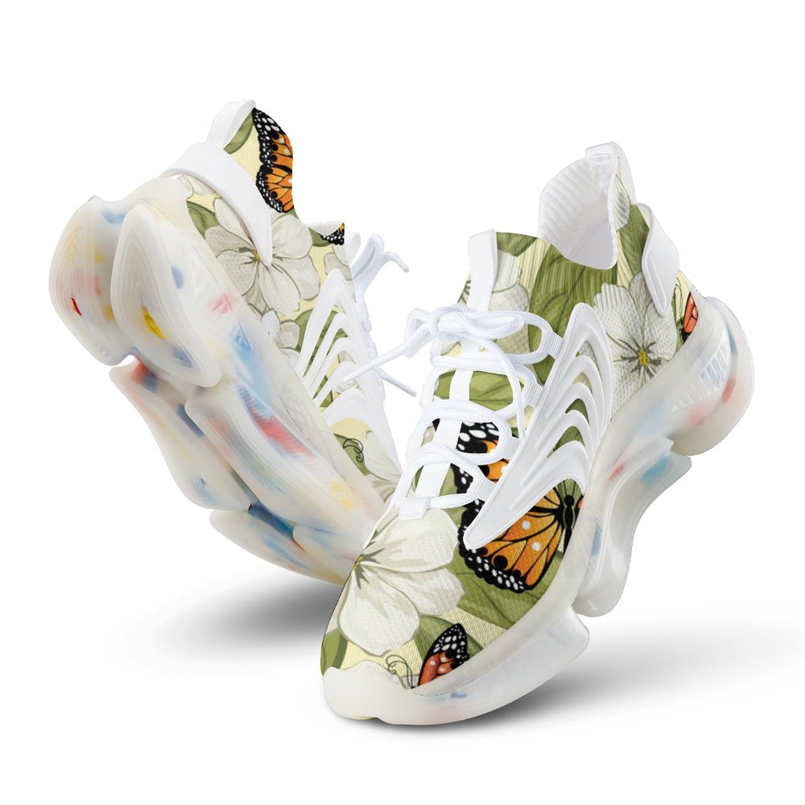 Blue Floral Butterfly Walking Shoes for Men Woman Lightweight Tennis ...