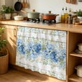 Blue Floral Cabinet Curtains 35" W x 35" L, Summer Country Blue ...