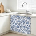 Blue Floral Cabinet Curtains for Kitchen 28"W x 35"L, Vintage Flower ...