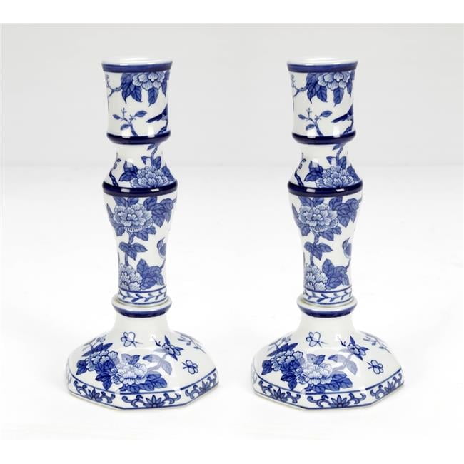 Blue Floral Candle Stick, Pack of 2 - Walmart.com