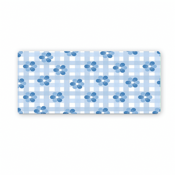 Blue Floral Checkered Mouse Pad 35.4 x 15.8 Inches Rubber Desk Mat for ...