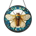 Blue Floral Cicada Stained Glass Suncatcher, Decorative Window Hanging ...