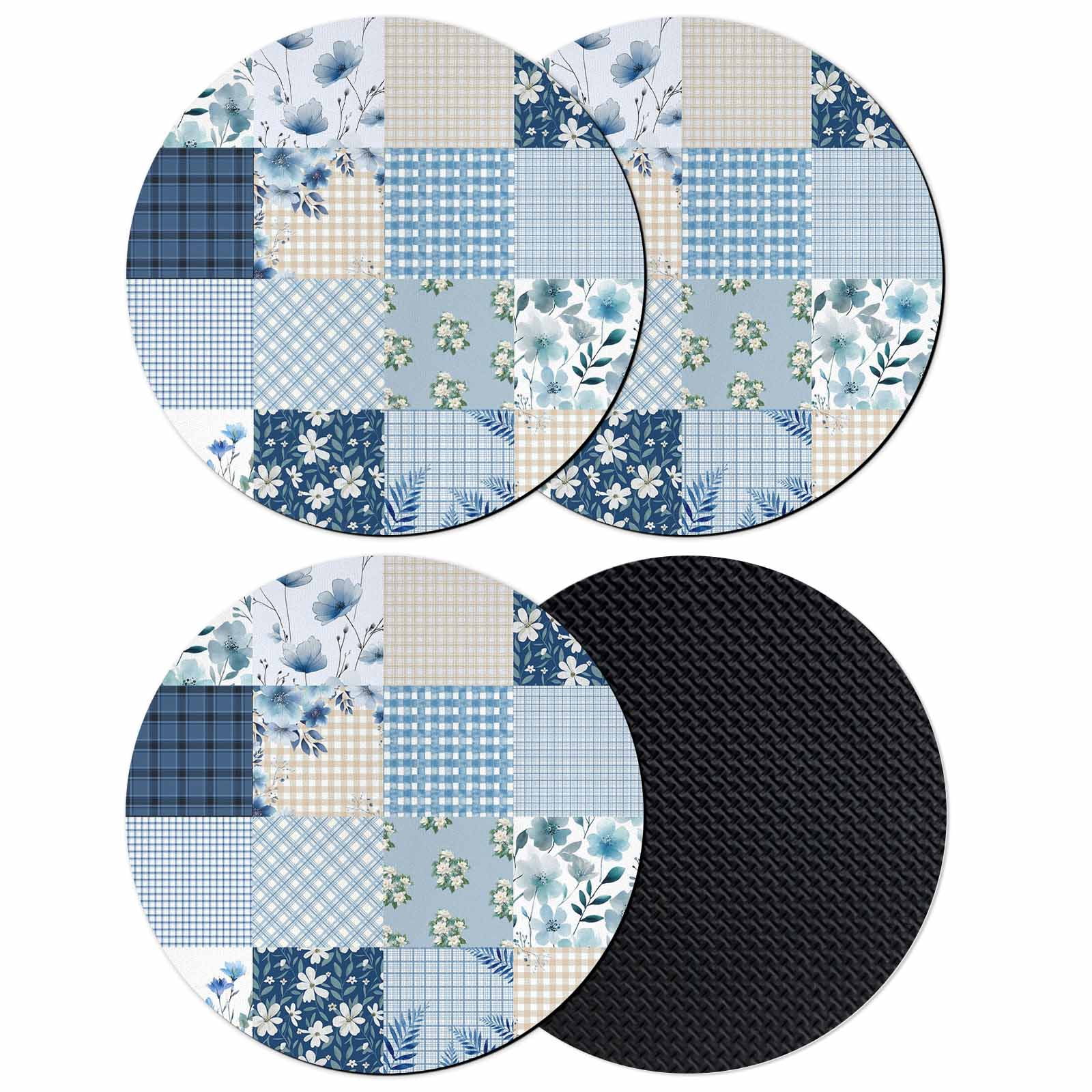 Blue Floral Coasters Set of 4, Absorbent Coasters for Drinks, Spring ...