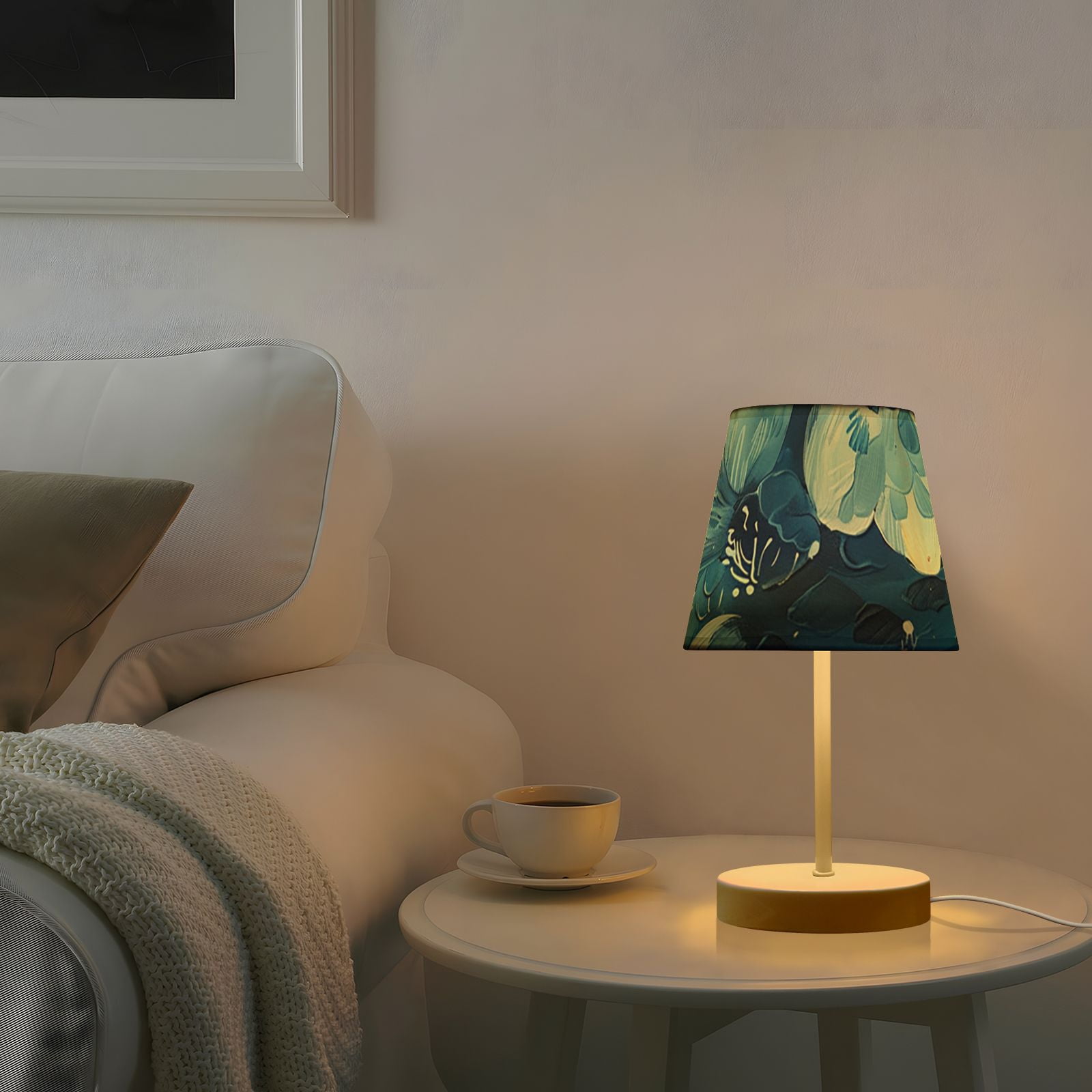 Blue Floral Desk Lamp 3 Color Modes LED Table Lamp Nightstand Reading ...