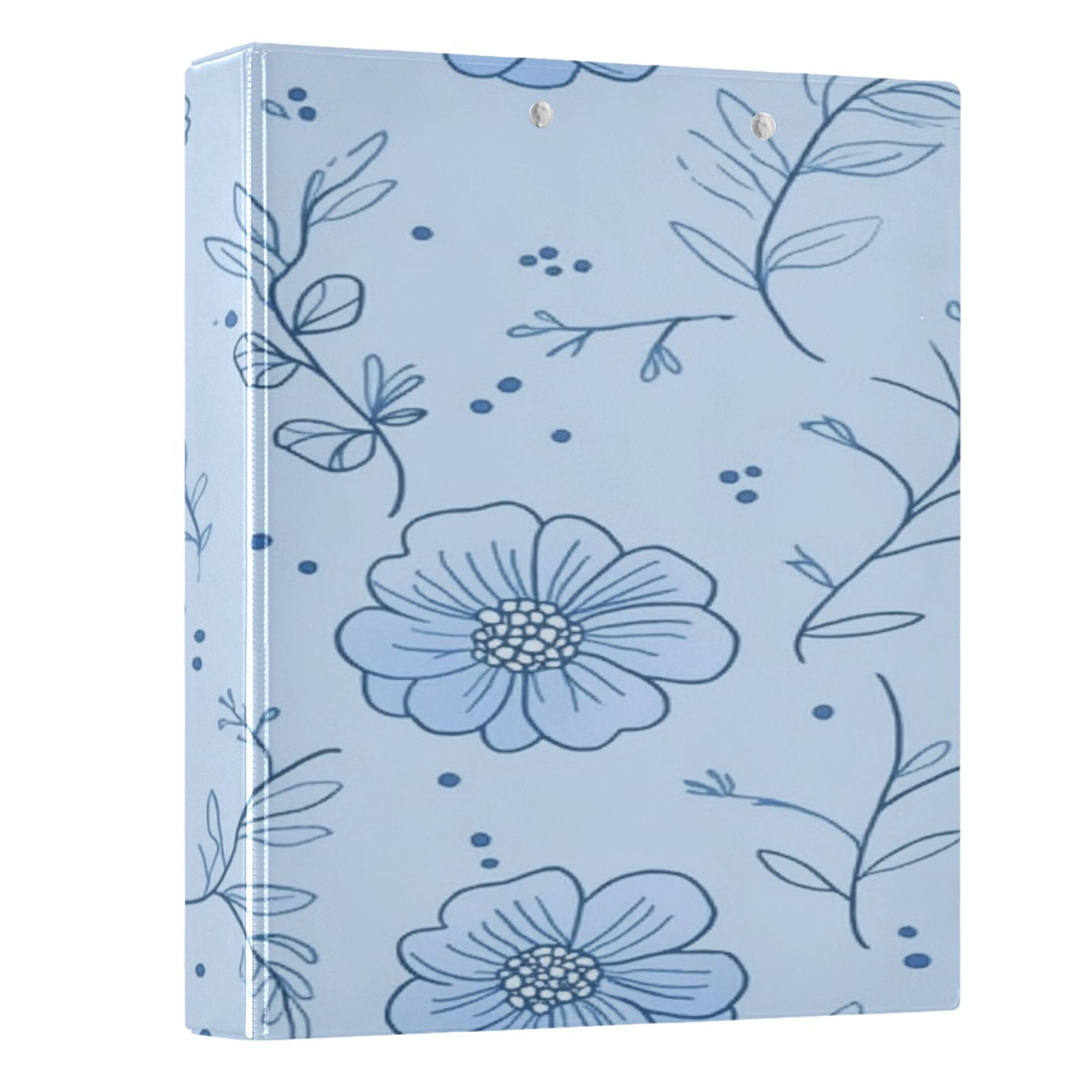 Blue Floral Doodle 3 Ring Hardcover Binders 1.5in Round Rings for ...