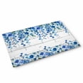 Blue Floral Door Mat Watercolor Spring Gradient Blue Flowers Wooden ...