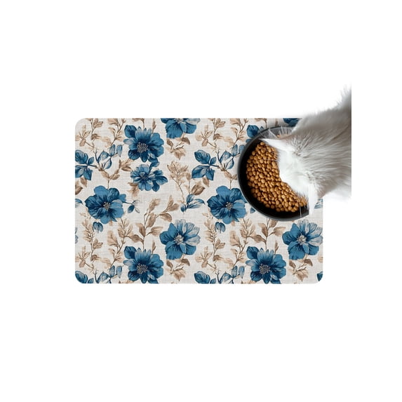 Blue Floral Doormat Non Slip Diatomaceous Earth Door Mat Absorbent ...