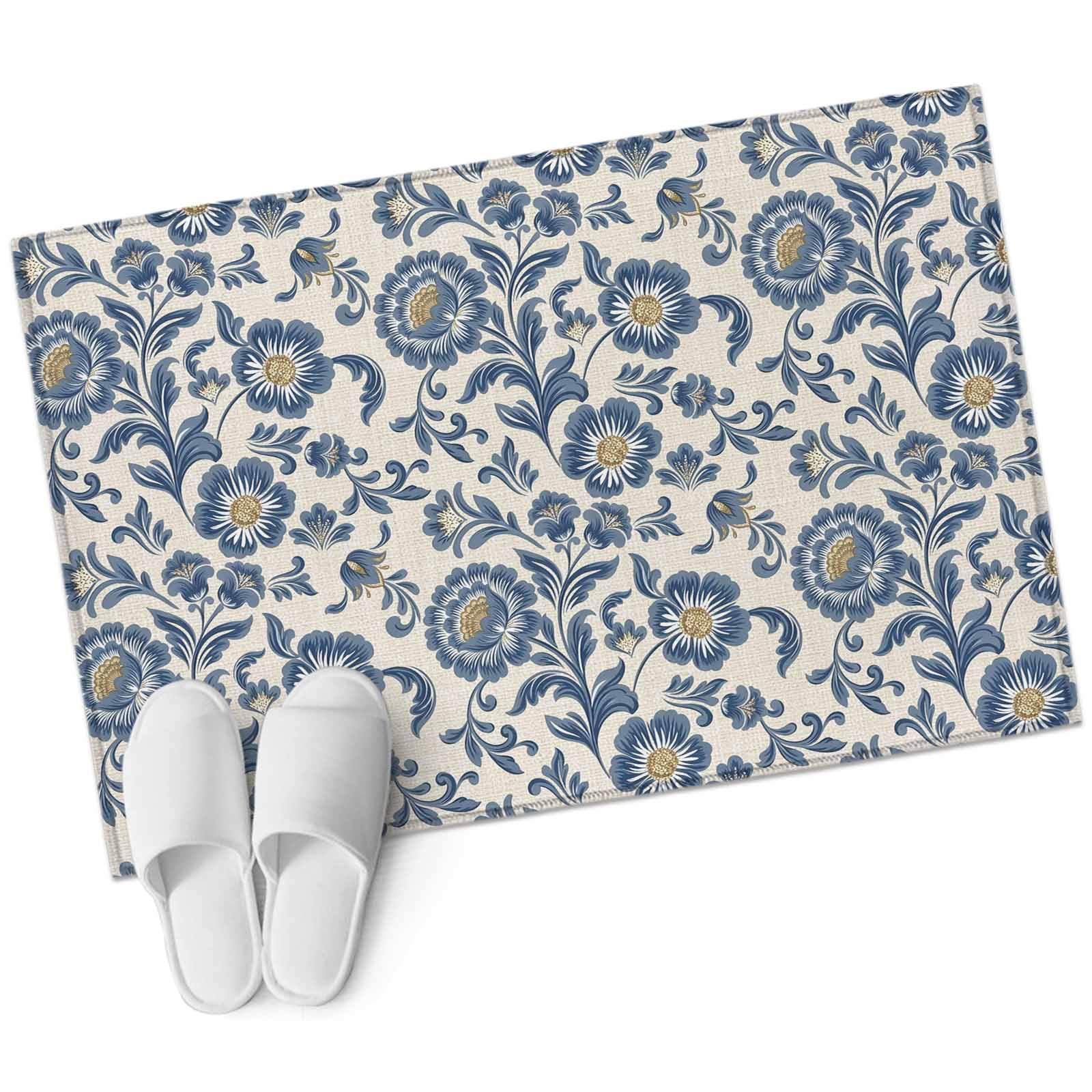 Blue Floral Entryway Rug 2'x3' Oriental Traditional Ethnic Flower ...