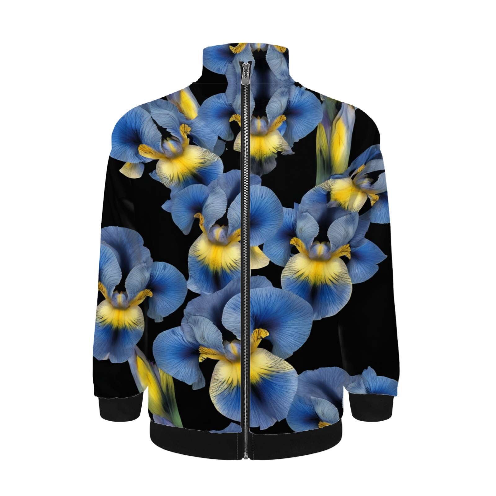 Blue Floral Eye Print Jacket Men's Street Cool Long Sleeves Coat ...