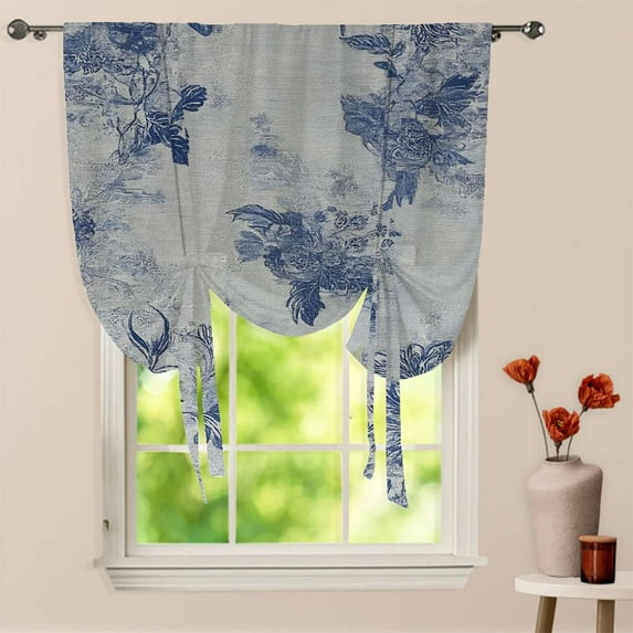 Blue Floral Fabric Design Print Window Curtain for Living Room Roman ...