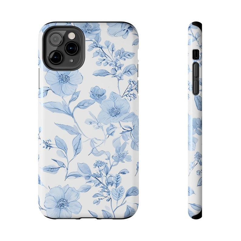 Blue Floral French Toile Coquette Phone Case for iPhone 11 12 13 14 15 ...