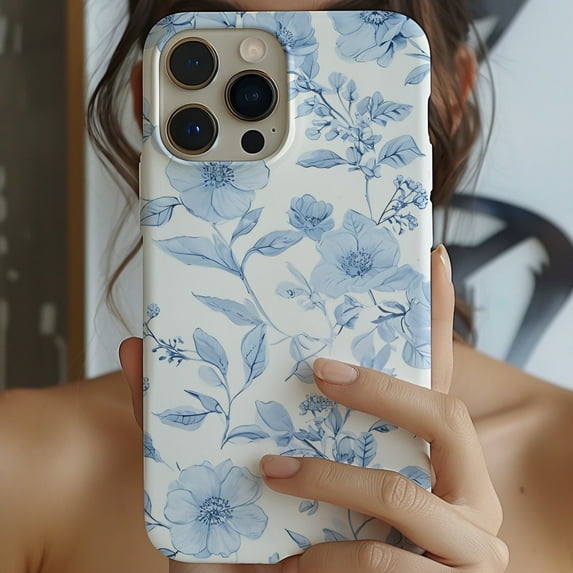 Blue Floral French Toile De Jouy Phone Case with a Preppy and Girly ...