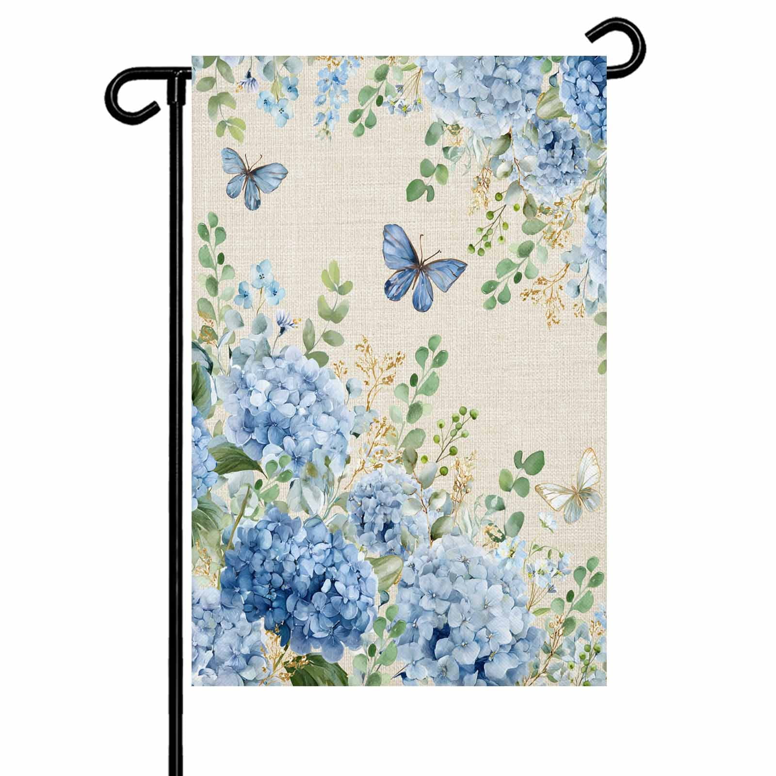 Blue Floral Garden Flag 12x18 Inch Summer Country Hydrangea Floral ...