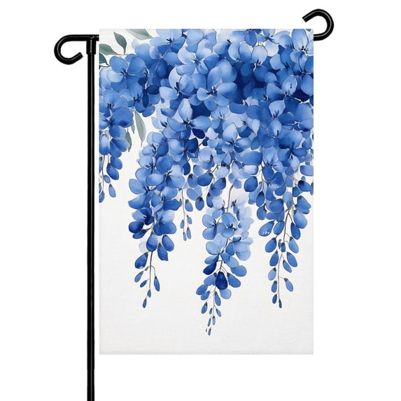 Blue Floral Garden Flag 28x40 Inch Vintage Watercolor Spring Gradient ...