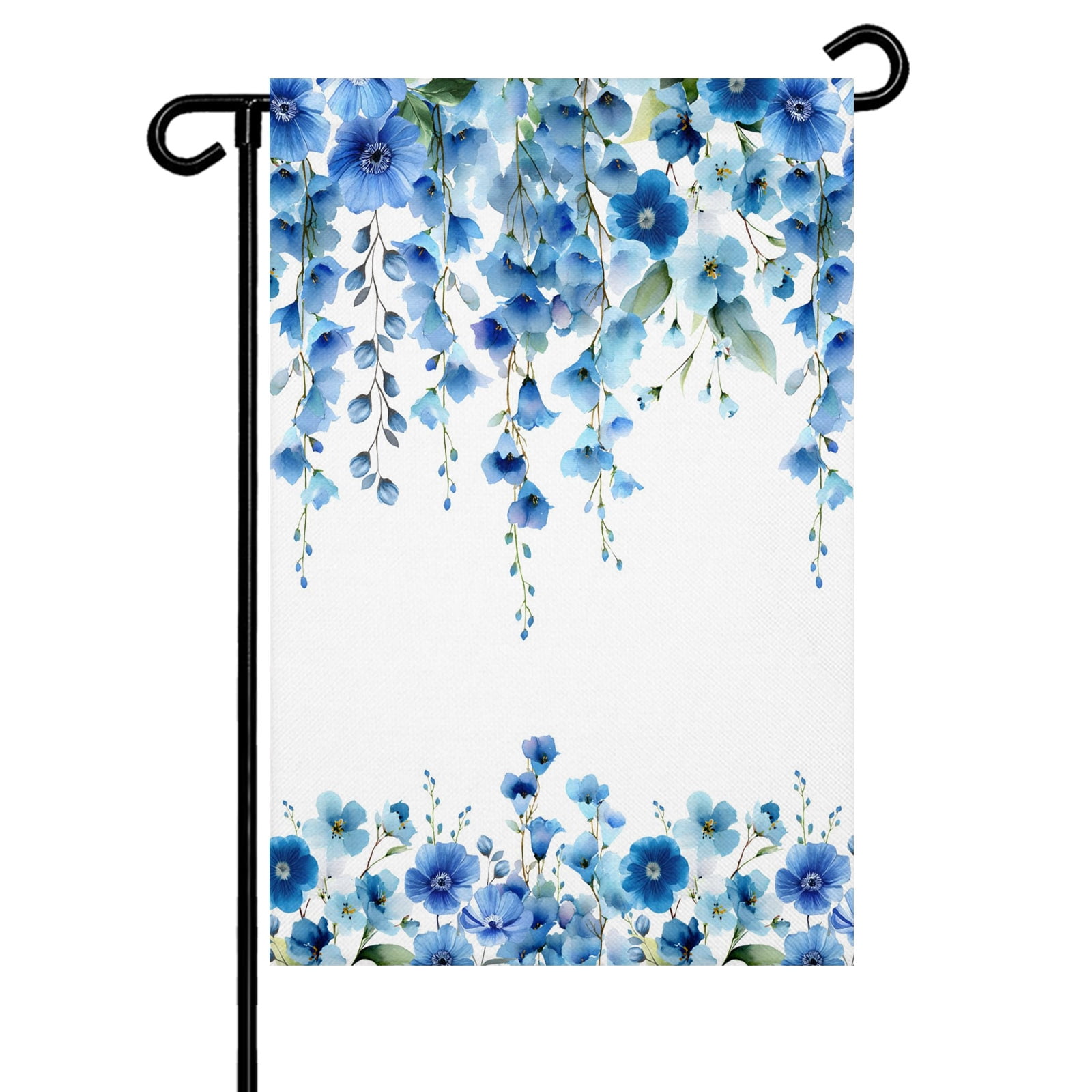 Blue Floral Garden Flag 28x40 Inch Watercolor Spring Gradient Falling ...
