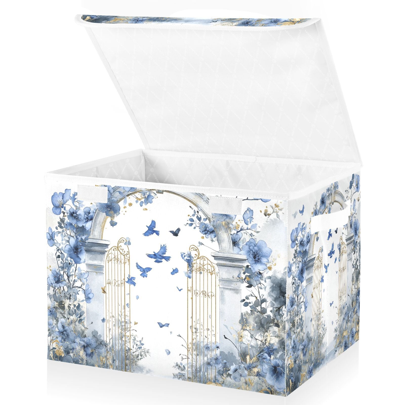 Blue Floral Gates Storage Basket for Shelves Foldable Container ...