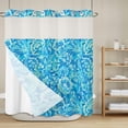Blue Floral No Hook Shower Curtain with Snap in Liner, Country Vintage ...