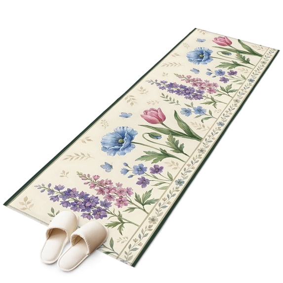Blue Floral Kitchen Runner Rug 2x6 Washable Runners for Hallway Non ...