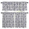 Blue Floral Leaf Kitchen Curtains, Kitchen Curtains and Valances Set of ...
