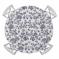 Blue Floral Leaf Round Tablecloth for 55-60 Inch Tables,Fitted Table ...