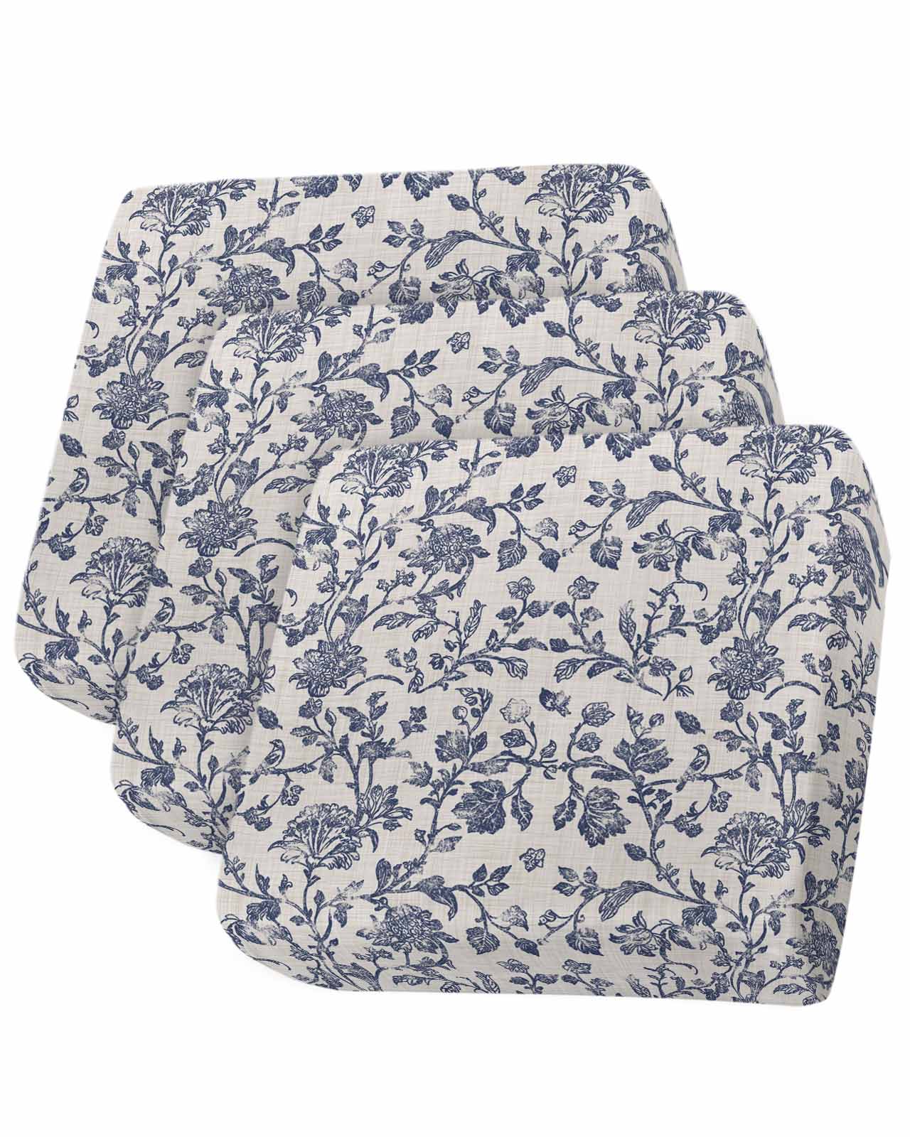 Blue Floral Leaf Sofa Couch Cushion Covers Washable, Removable ...