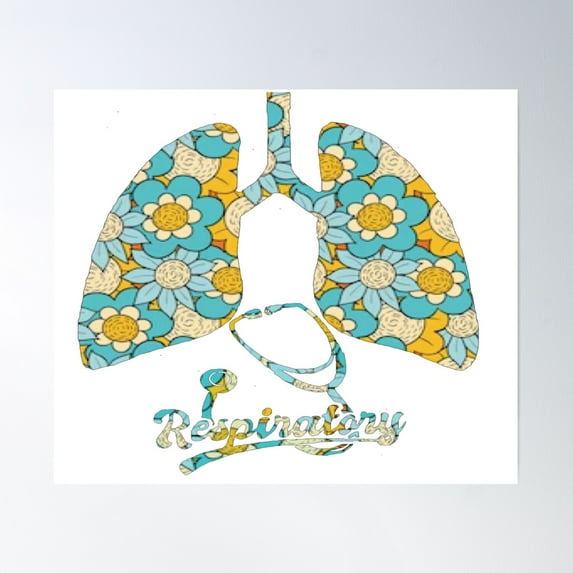 Blue Floral Lungs And Says Respiratory Therapy Poster Wall Art, Modern ...