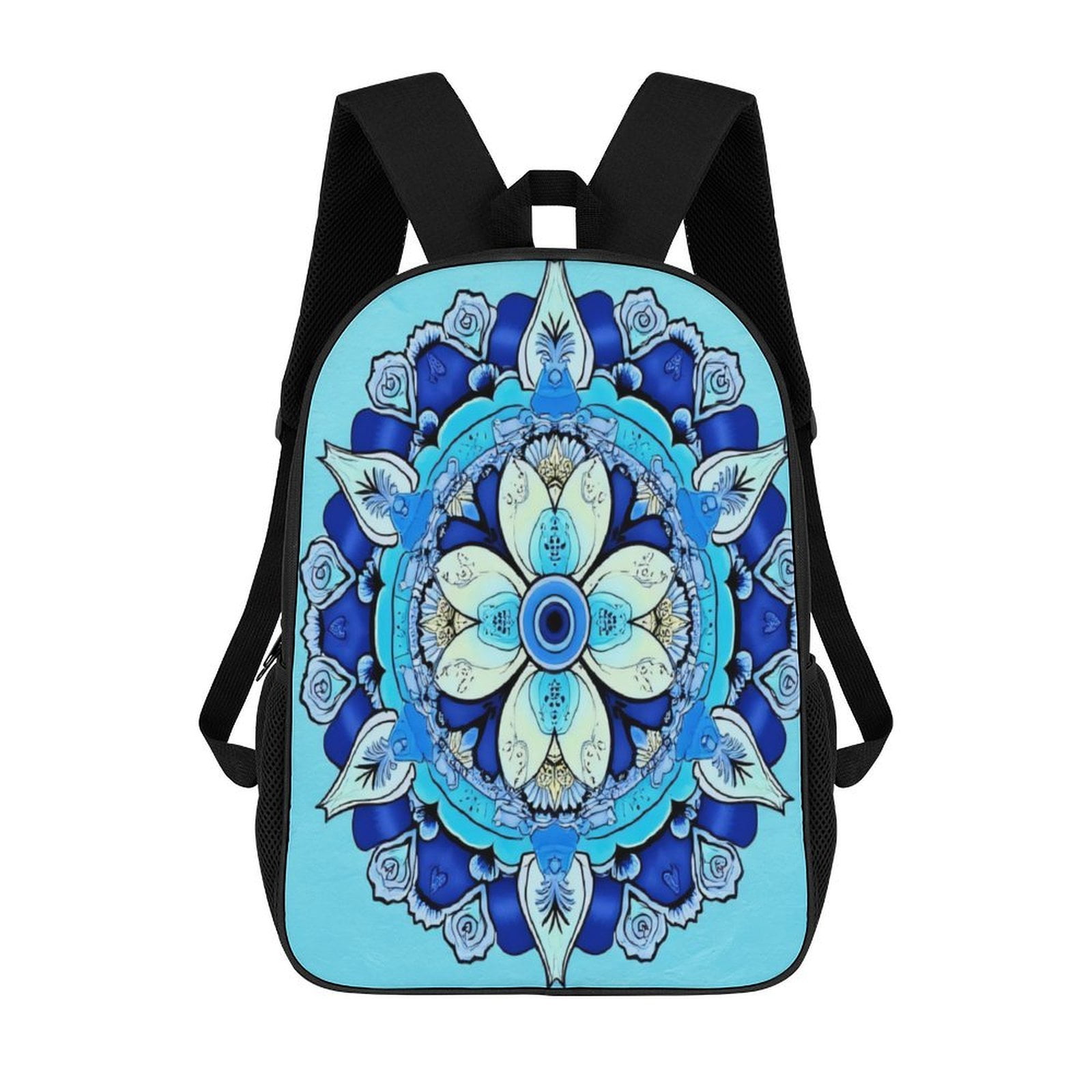 Blue Floral Mandala Art-1 17in Backpack 3D Print Student Large Capacity ...