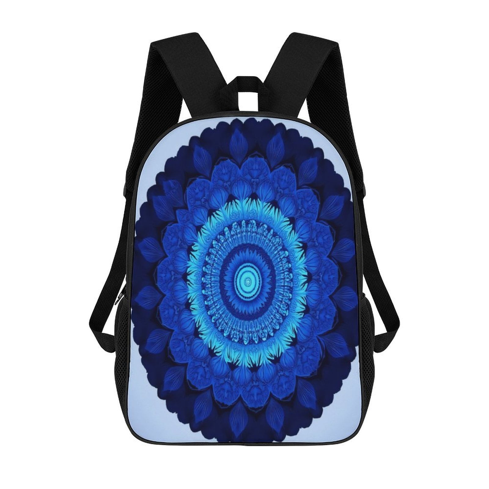 Blue Floral Mandala Art-2 3D Print 17in adolescent Backpack knapsack ...