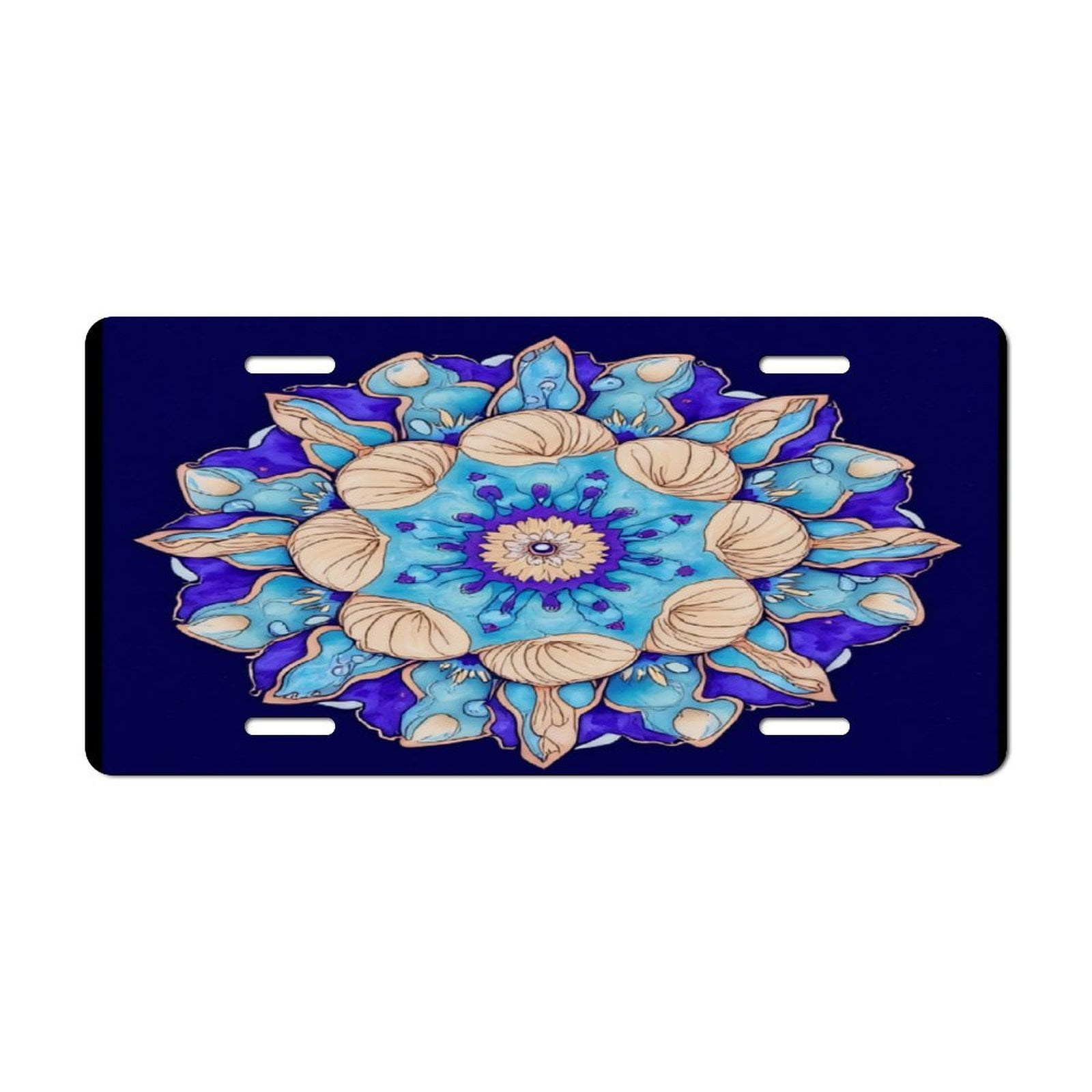 Blue Floral Mandala Art-3 Car Decorative Front License Plate,Vanity Tag ...