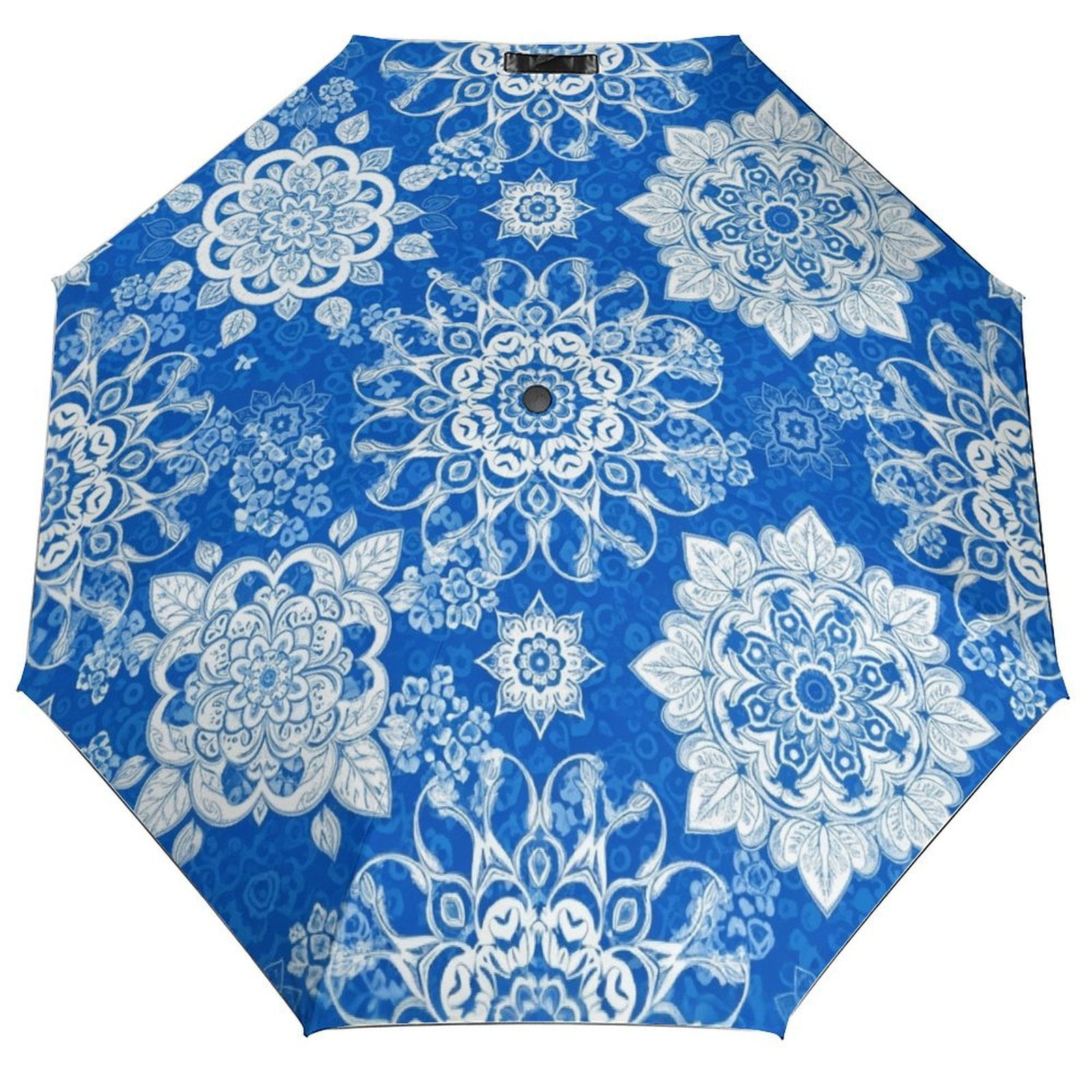 Blue Floral Mandala Pattern Rain Umbrella Sun Protection Sun Umbrella ...