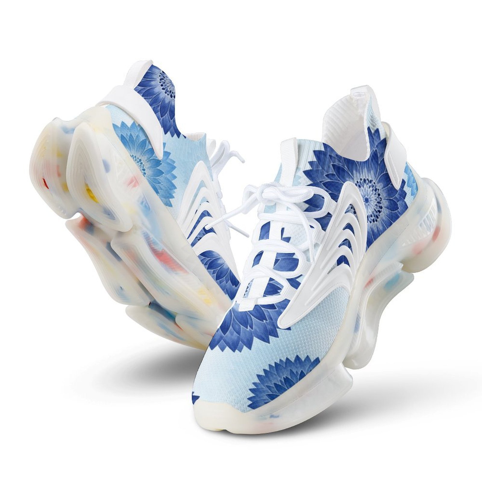 Blue Floral Mandala Pattern Walking Shoes for Men Woman Lightweight ...