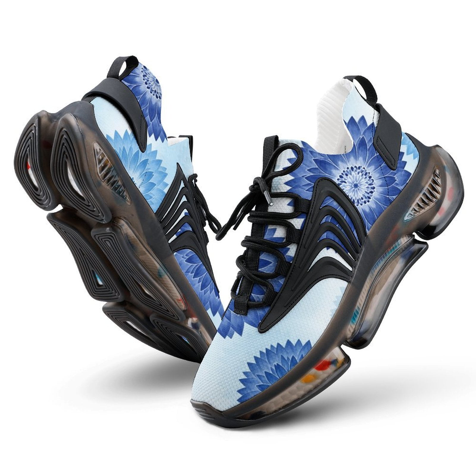 Blue Floral Mandala Pattern Walking Shoes for Men Woman Lightweight ...