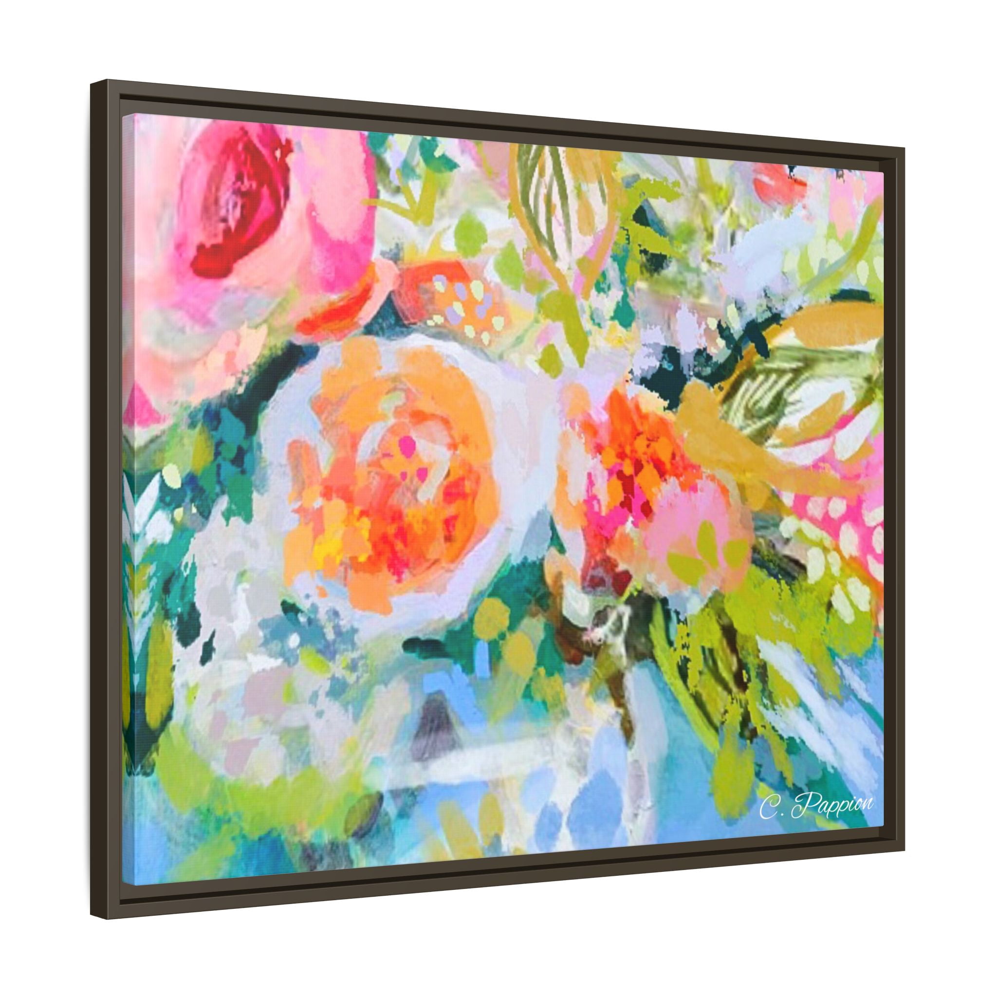 Blue Floral Matte Canvas, Framed (Multi-color) - Walmart.com