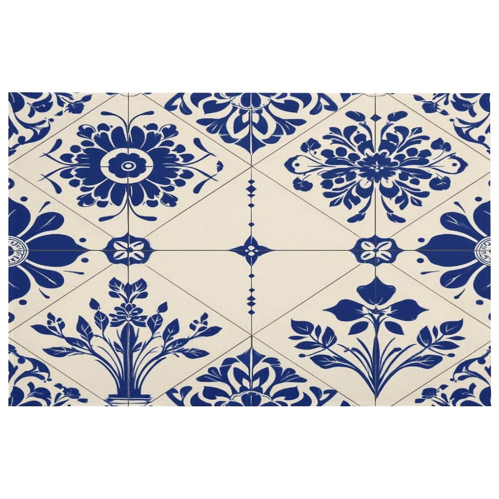 Blue Floral Mexican Tiles Adult Home Decor Bedroom Living Room Crystal ...