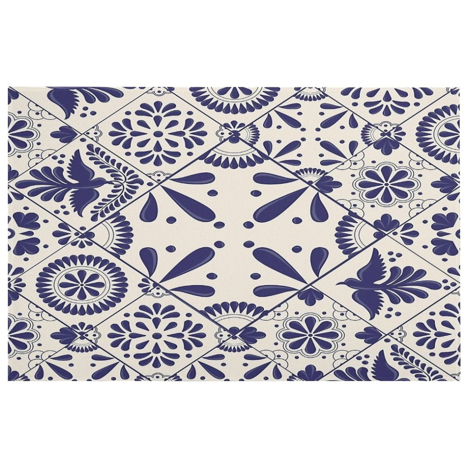 Blue Floral Mexican Tiles Adult Home Decor Bedroom Living Room Crystal ...
