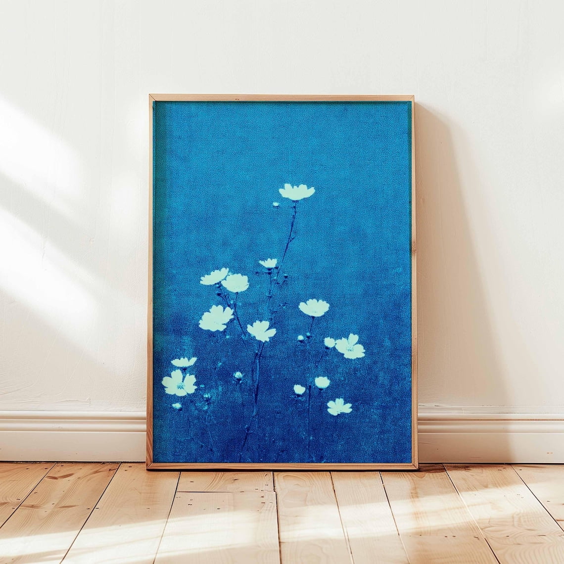 Blue Floral Minimalist Wildflower Indigo Botanical Zen Nature Art ...