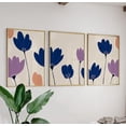 Blue Floral Modern Botanical Triptych Set 3 Stretched Canvas 16x24 ...