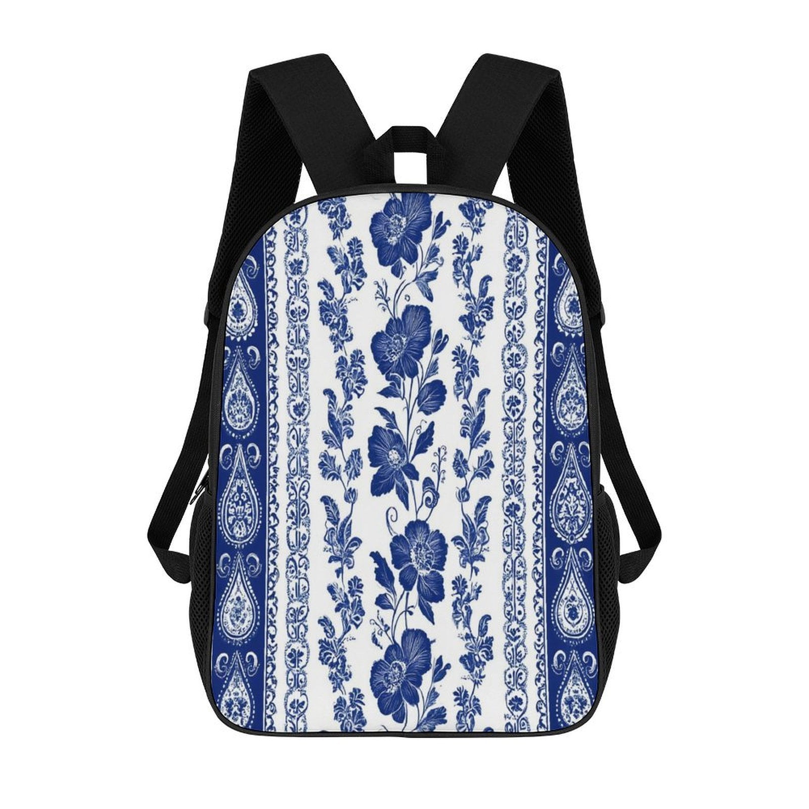 Blue Floral Paisley Border Backpack Men Women Teenage Daypack College ...
