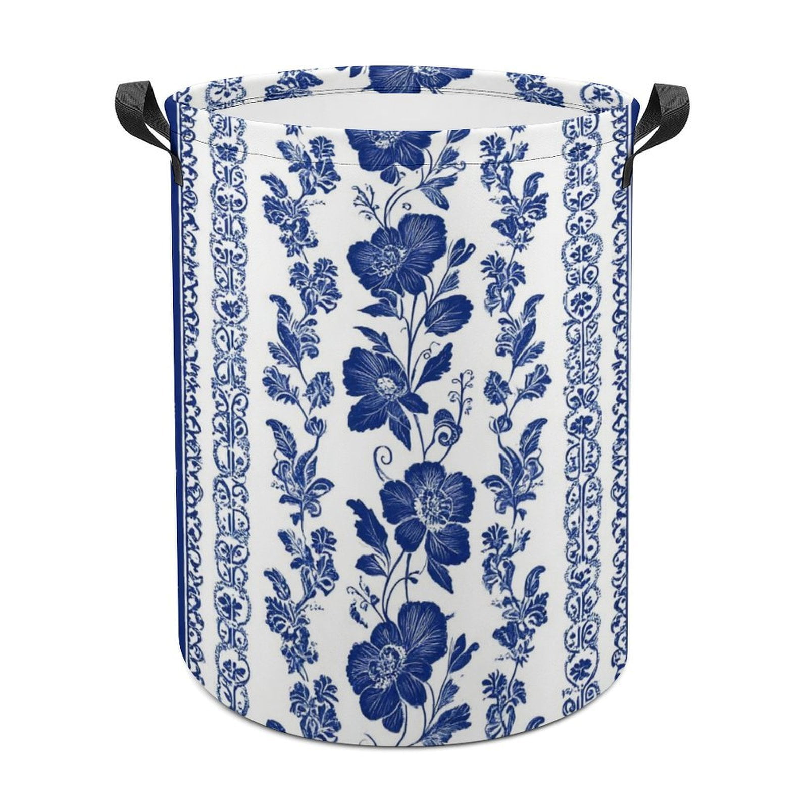 Blue Floral Paisley Border Laundry Basket for Dirty Clothes Storage ...